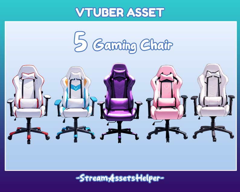 VTUBER Assets Bundle - Gaming Chair - Accessory - Stream Decoration - Cute Vtuber Desk - Pink ...