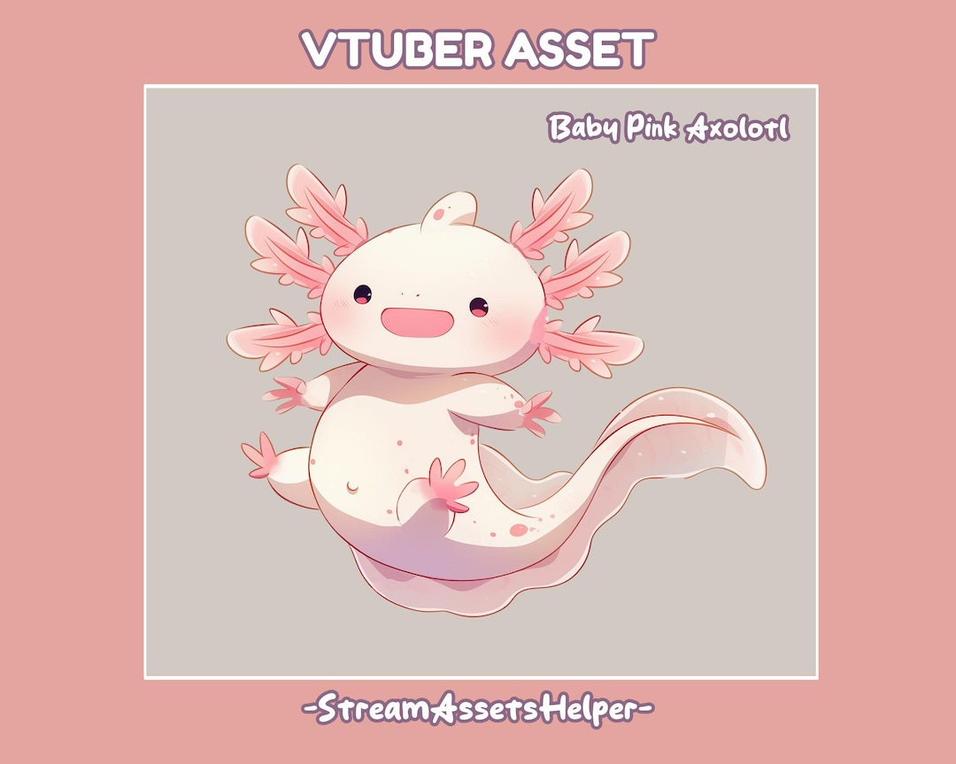 VTUBER Pet Baby Pink Axolotl Asset, Kawaii, Streamer Decoration, Props ...