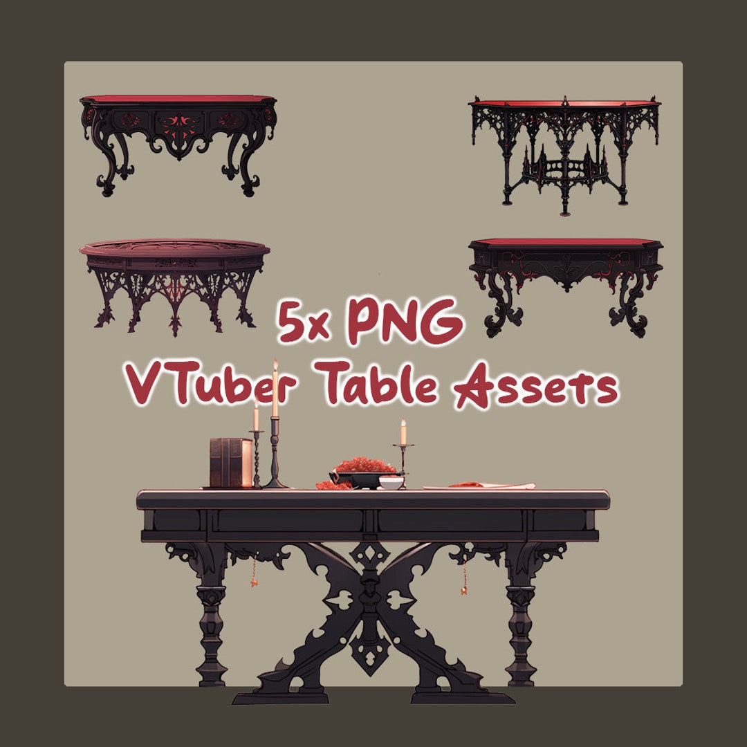 5X Gothic Table for Vtubers , Vtube Streaming Assets Vtubing Streamer ...