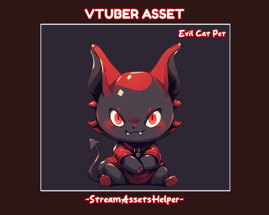 VTUBER Pet Dark Evil Cat Asset , Kawaii Monster , Stream Decoration ...