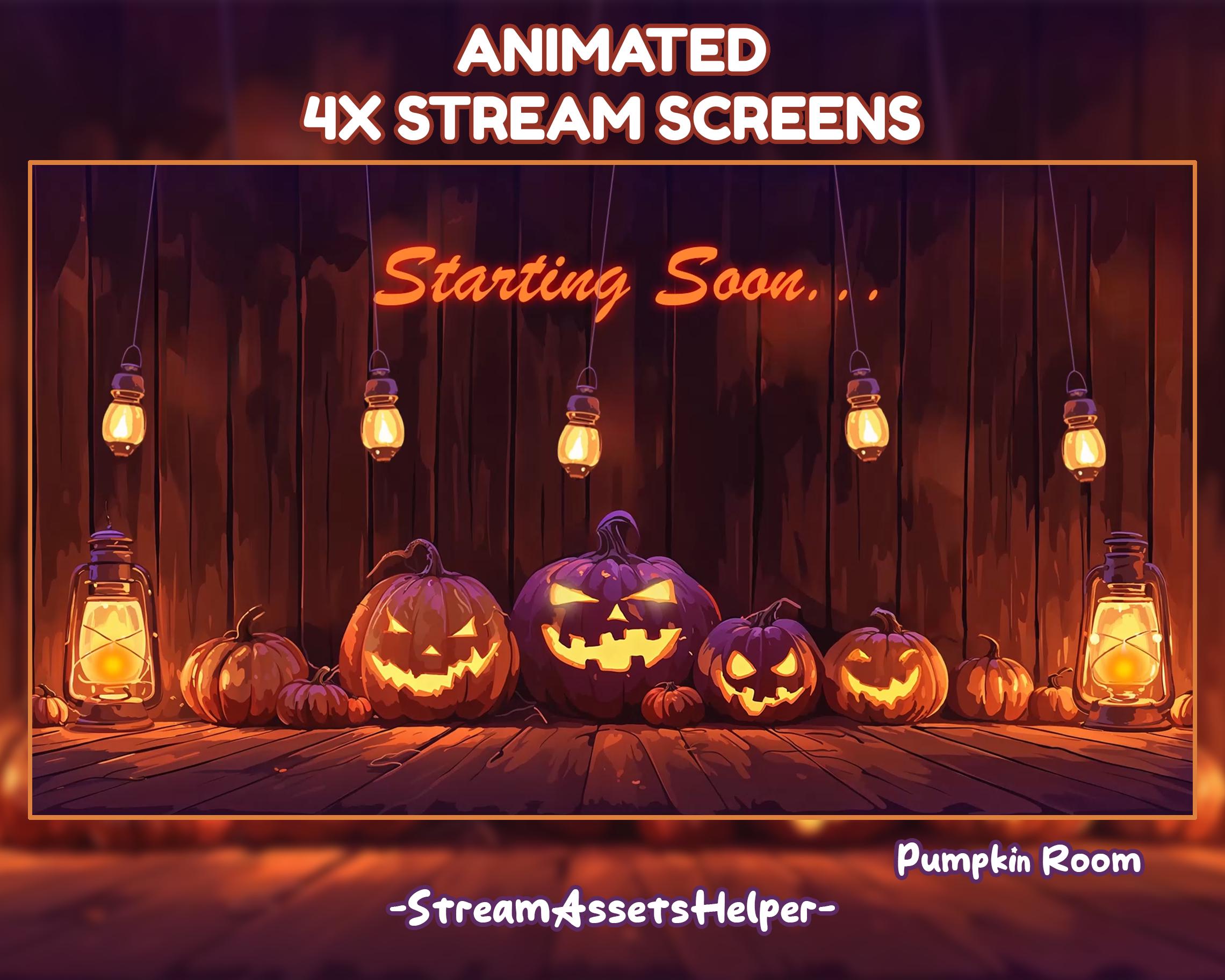 4x Animated Stream Pumpkin Room Stream Screens, Aesthetic, Streamer ...