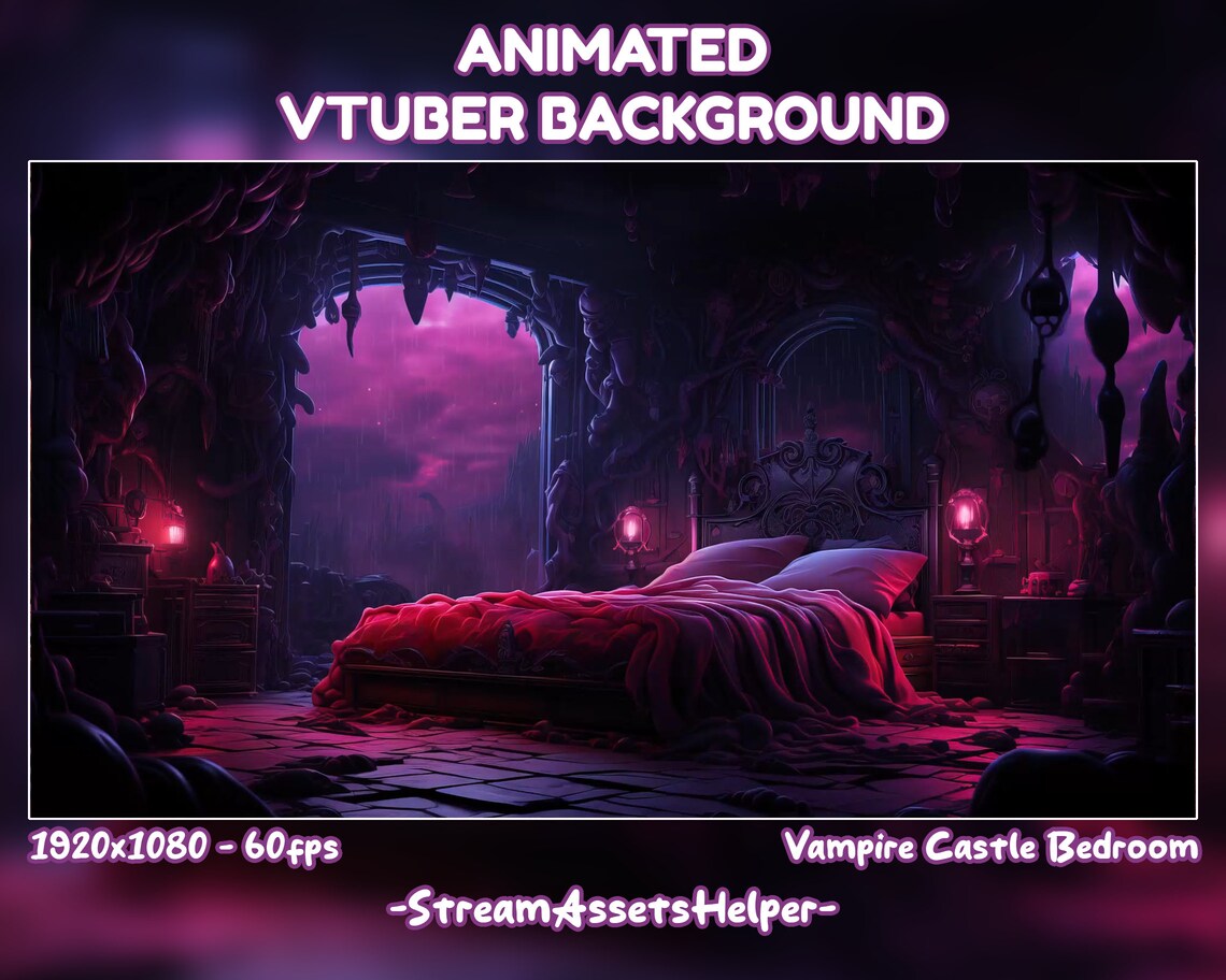 VTUBER Background Vampire Castle Bedroom / Goth Aesthetic Screen ...