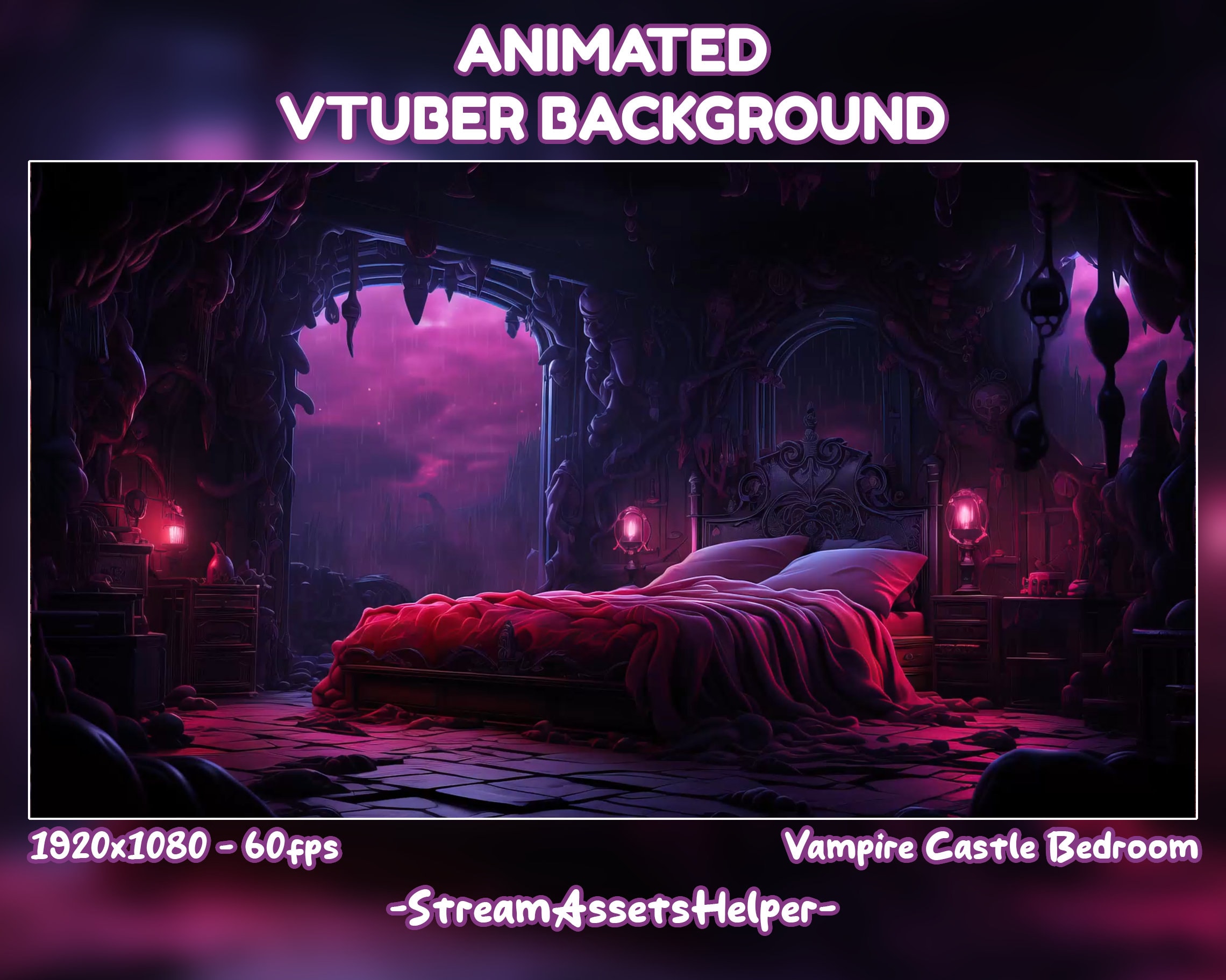 VTUBER Background Vampire Castle Bedroom / Goth Aesthetic Screen ...