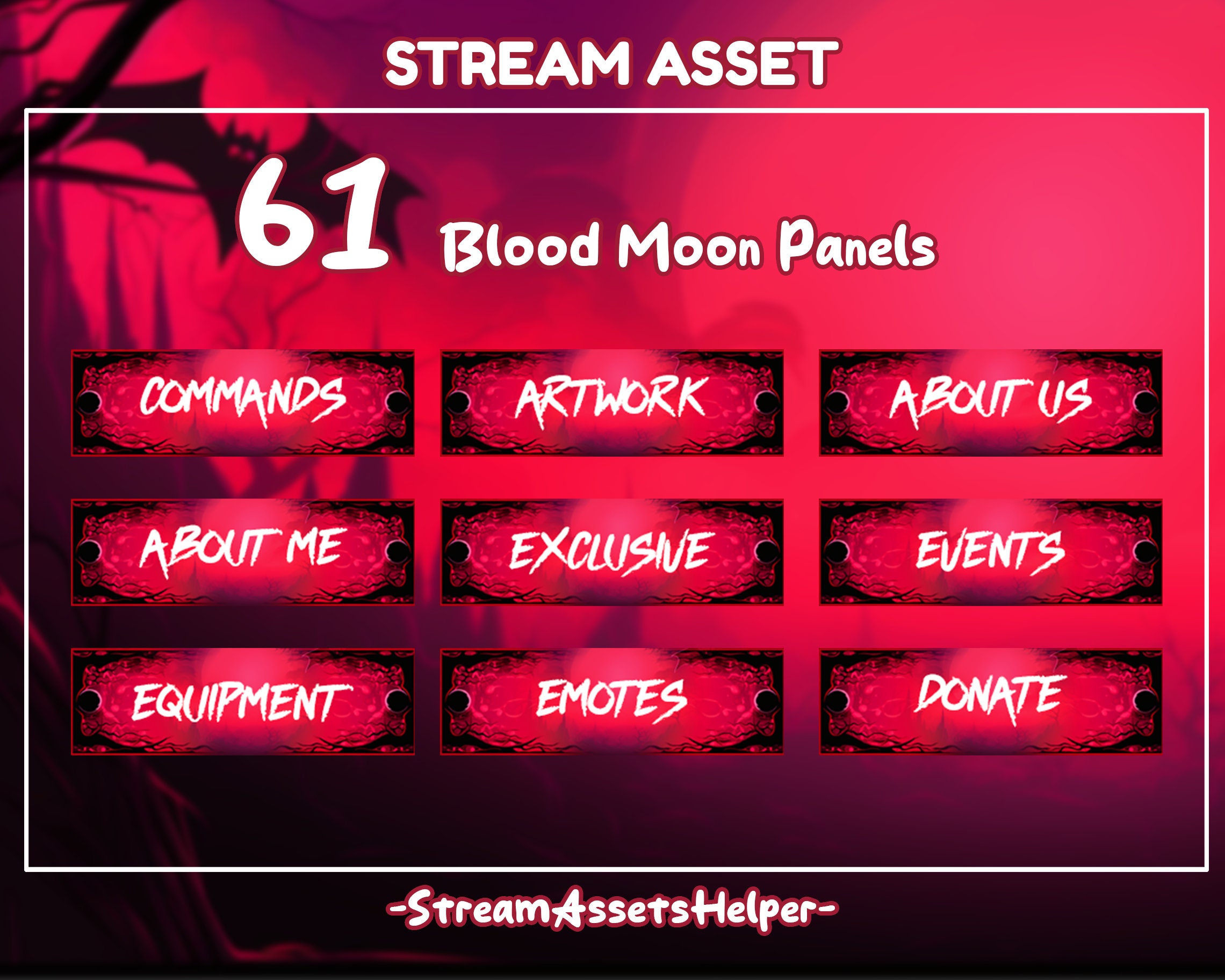 61 Stream Twitch Panel / Blood Moon Vampire Gothic Streamer / Spooky ...