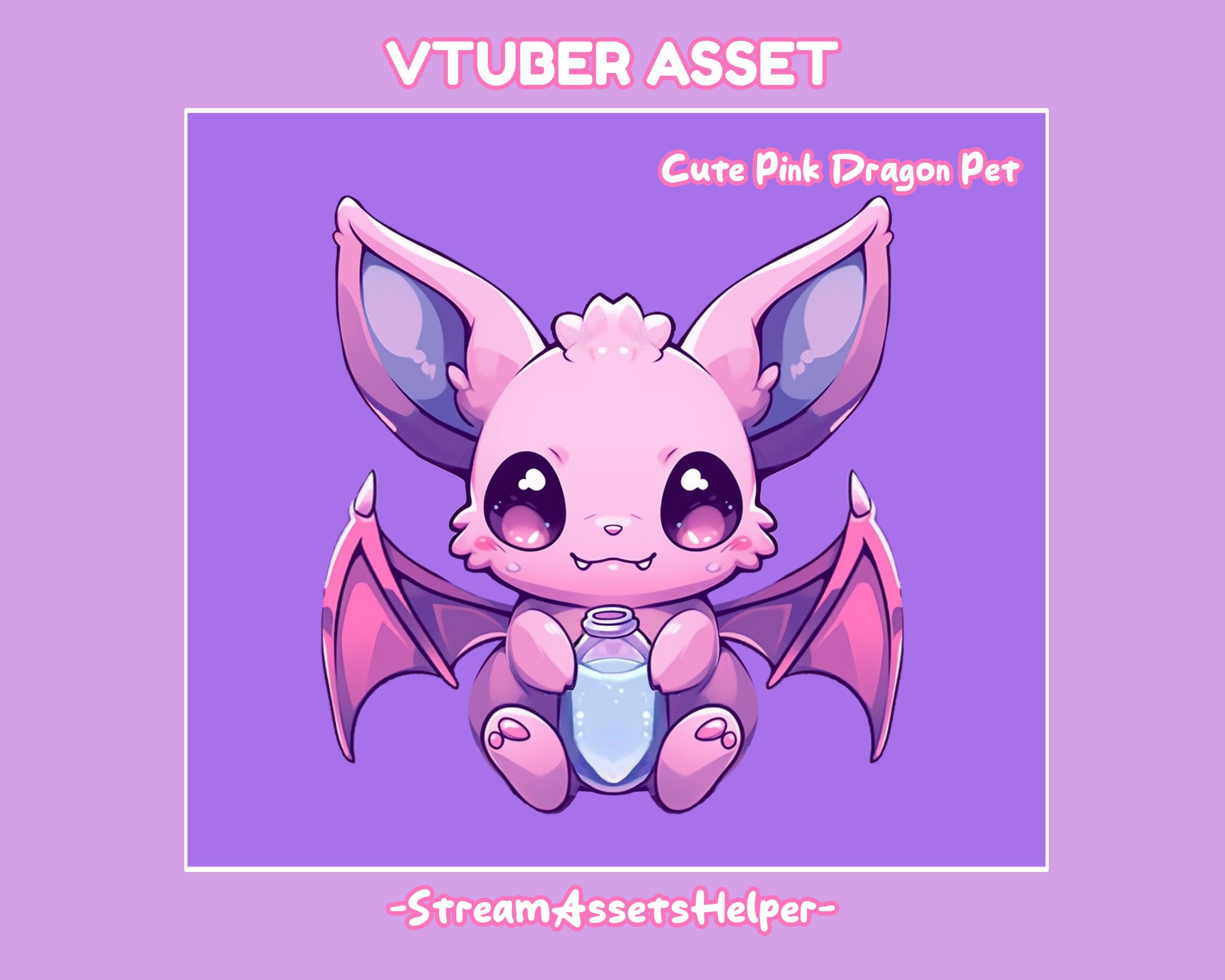 VTUBER Pet Cute Pink Dragon Asset /kawaii Monster /streamer - Etsy