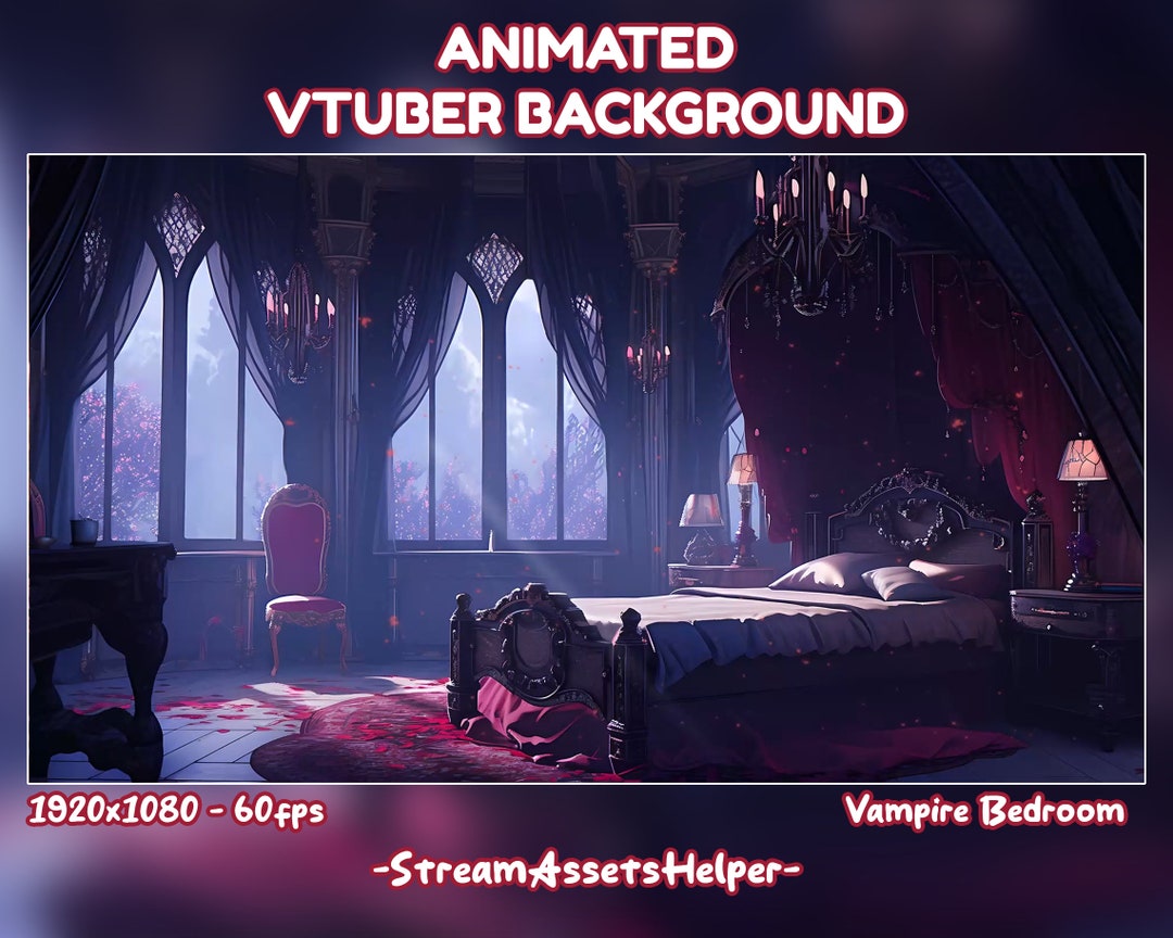 VTUBER Background Purple Vampire Bedroom / Halloween Aesthetic Screen ...