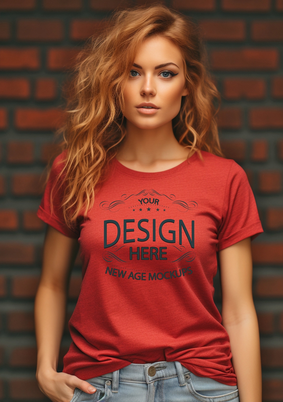 Heather Red Bella Canvas 3001 Mockup, Bella Canvas 3001 Red Heather ...