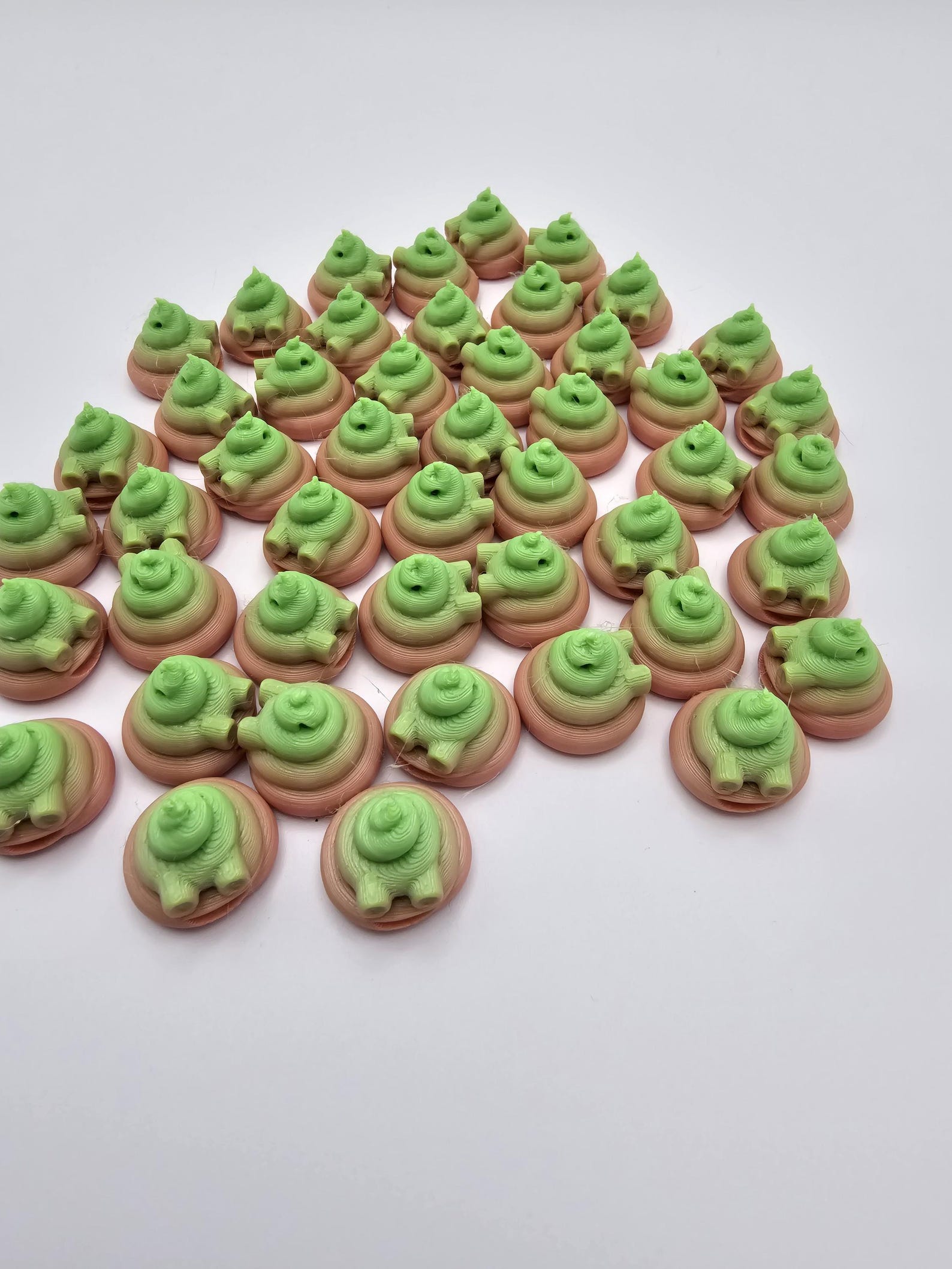 10 Pack Mini Poop Emoji 3D Print, Pink and Green Ombre, 3/4"x3/4" Tall ...