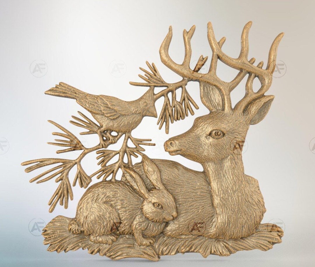 3d Forest Deer Relief Model 3d Stl Drawing Files For Cnc Etsy