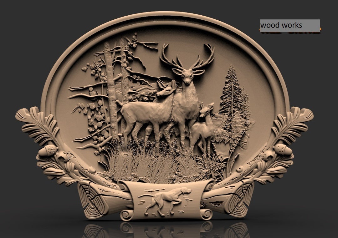 3d deer relief model stl files, vcarve files, cnc machine 3d printer CNC Router Engraver, Artcam ...