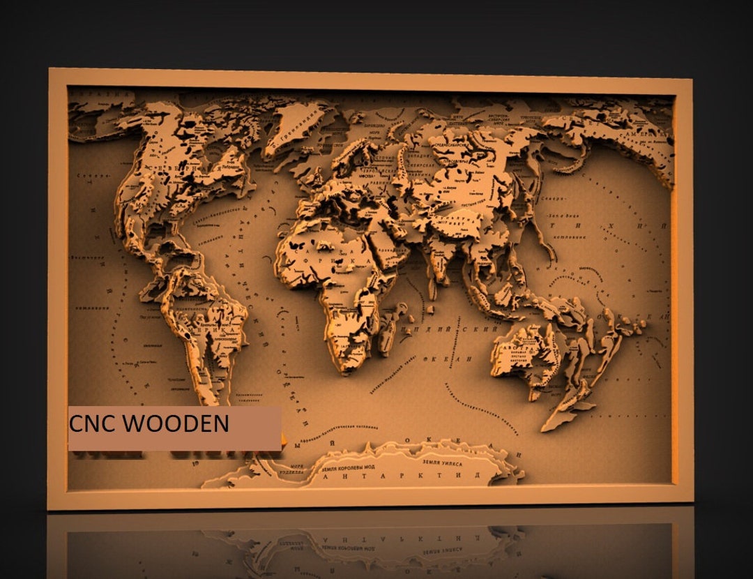 3d world map relief model. stl files, vcarve files, stl for cnc machine ...