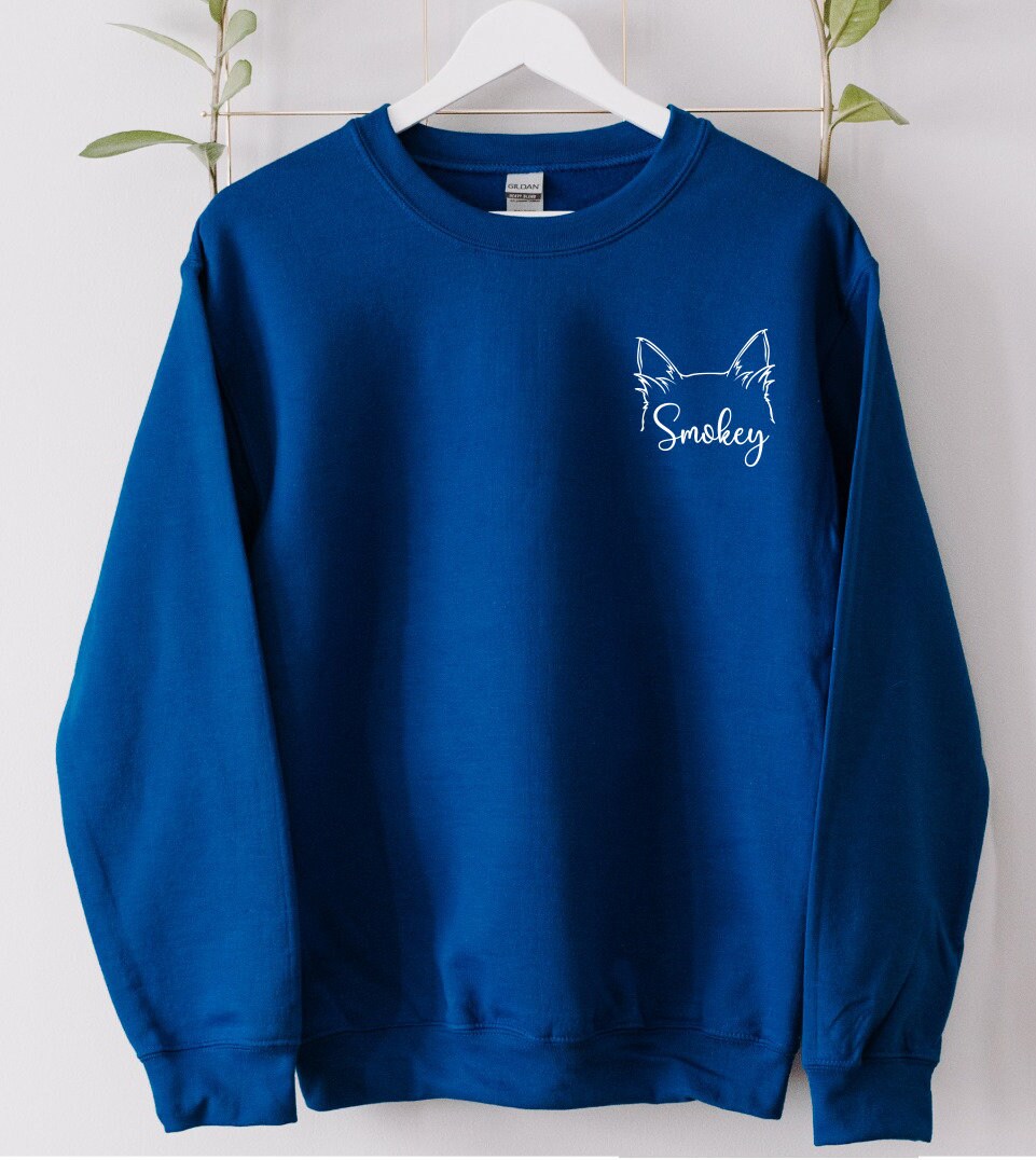 Custom Cat Ears Sweatshirt With Name, Personalized Dog Ears Sweatshirt ...