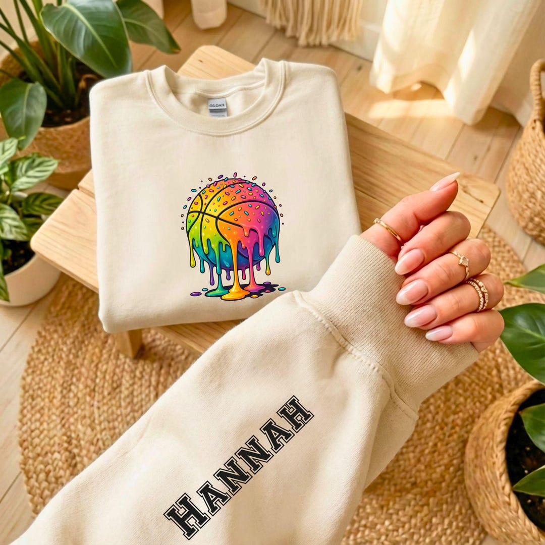 Custom Basketball Drip Game Day Sweatshirt, Watercolor Youth/adult ...