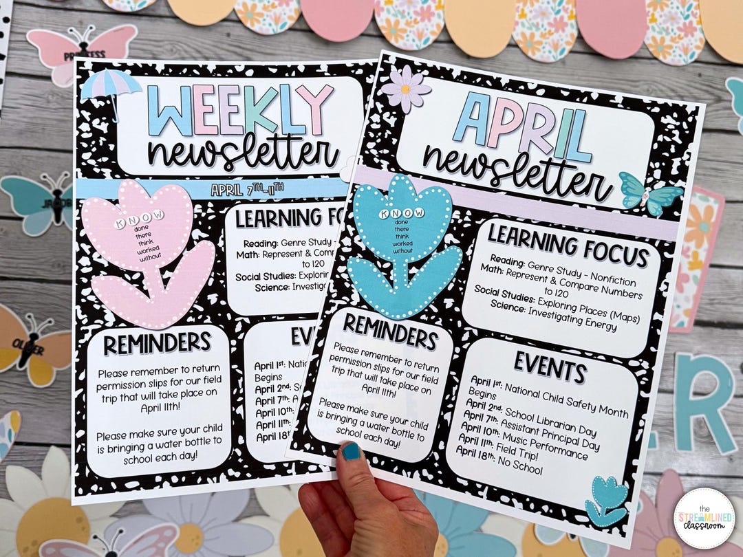 April Newsletter Templates - Weekly or Monthly Editable Classroom ...
