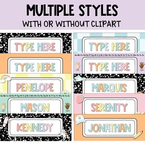 Student Desk Tags or Classroom Name Plates - Editable Template - Pastel ...