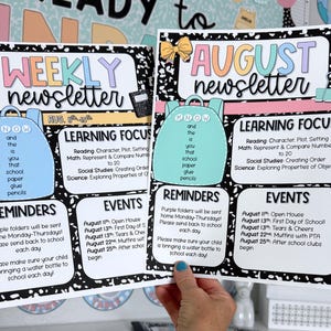 August Newsletter Templates - Weekly Monthly Editable Classroom Back-to ...