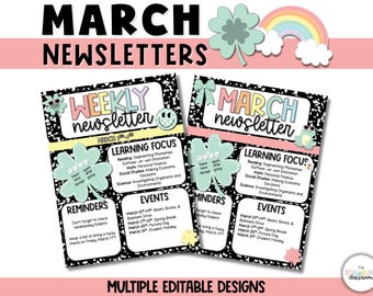 February Newsletter Templates - Weekly or Monthly Editable Classroom ...