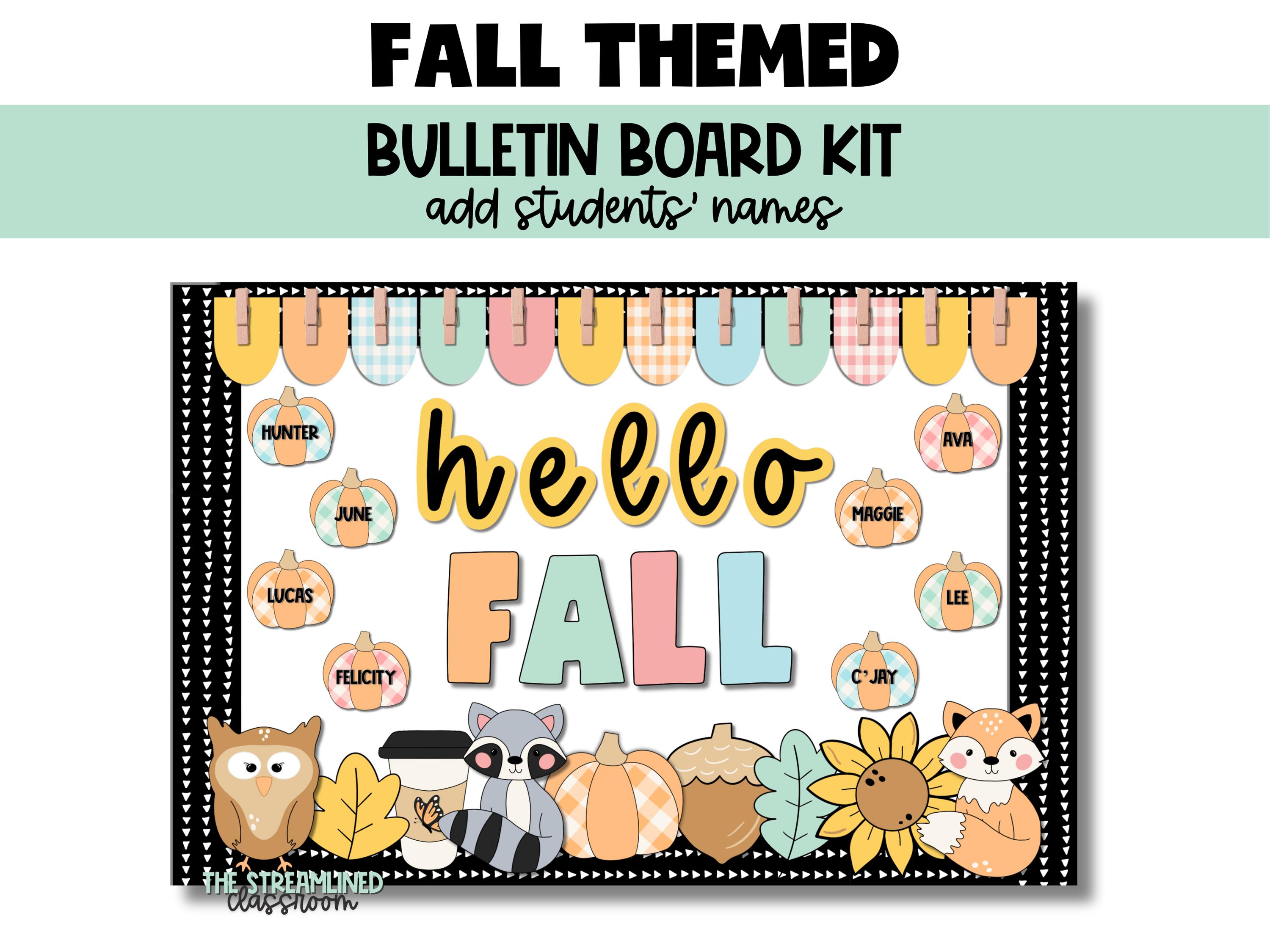 Hello Fall - Fall Bulletin Board Kit - Autumn Door Decor - Editable ...