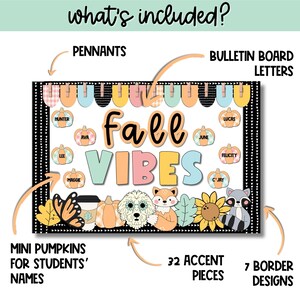 Fall Vibes Bulletin Board - Autumn Door Decor Kit - Editable Pumpkins ...