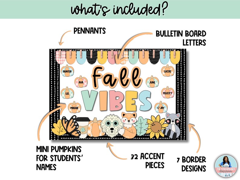 Fall Vibes Bulletin Board - Autumn Door Decor Kit - Editable Pumpkins ...