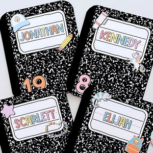 Composition Notebook Locker or Cubby Tags - Editable Classroom Student ...