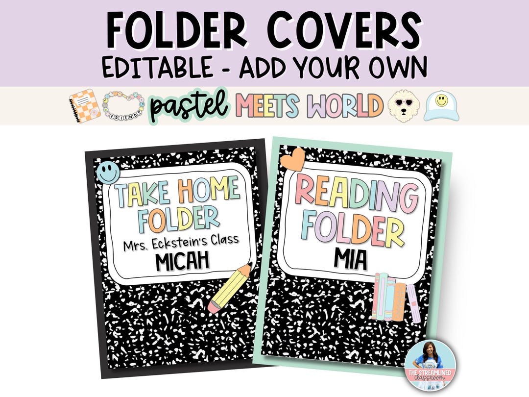 Folder Covers for Homework, Subject, or Take Home Folders - Student and ...