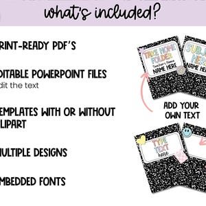 Composition Notebook Labeling Bundle - Teacher Binder Covers - Half ...