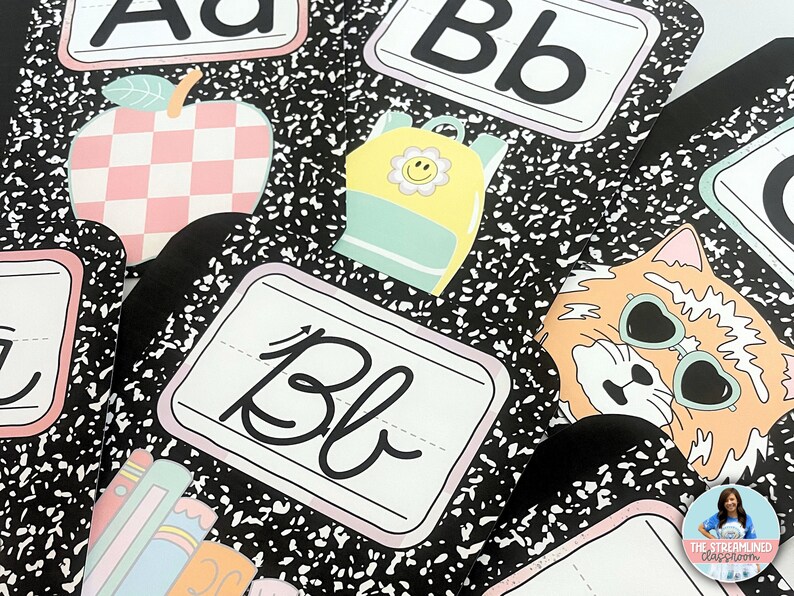 Composition Notebook Alphabet Posters | Pastel Classroom Decor ...