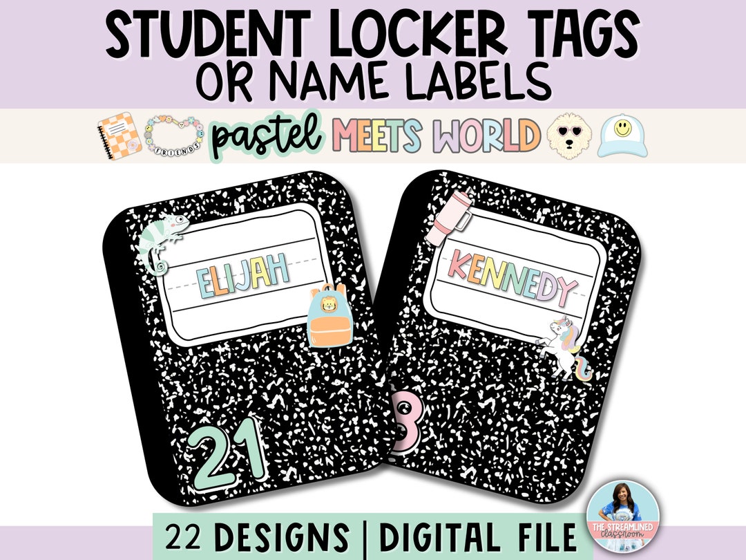 Composition Notebook Locker or Cubby Tags - Editable Classroom Student ...