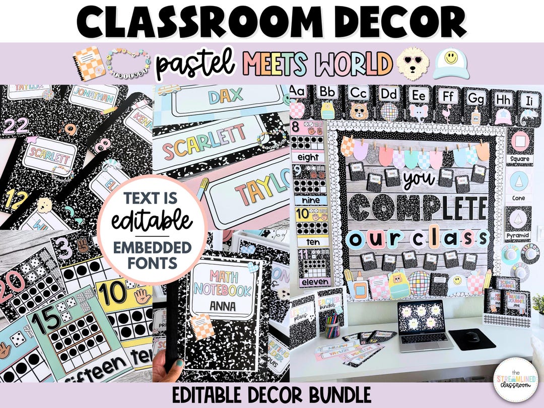 Classroom Decor Bundle - Pastel Classroom Decor Set - Editable ...