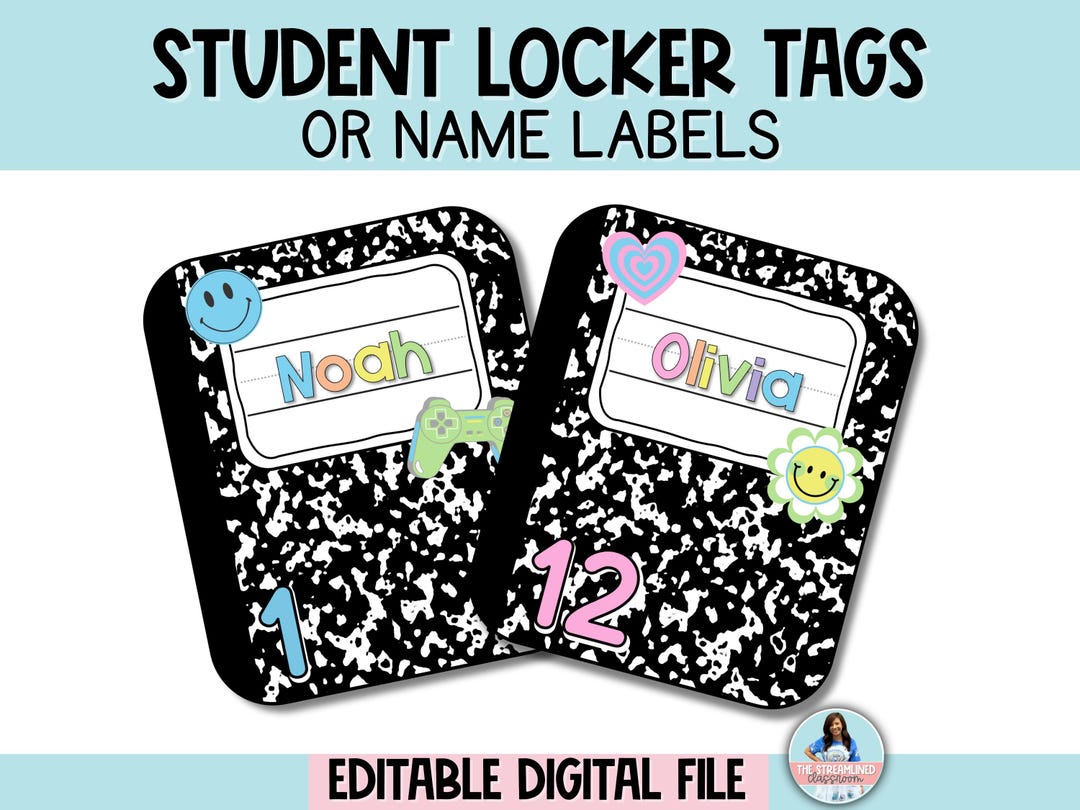Student Locker Tags or Classroom Name Labels - Editable Retro ...