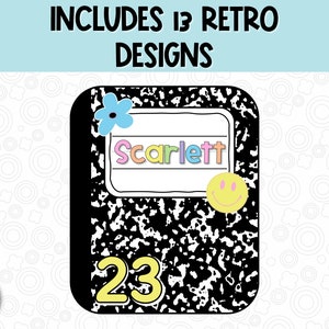 Student Locker Tags or Classroom Name Labels Editable Retro Composition ...