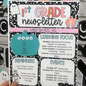 October Newsletter Template - Monthly or Weekly Editable Classroom ...
