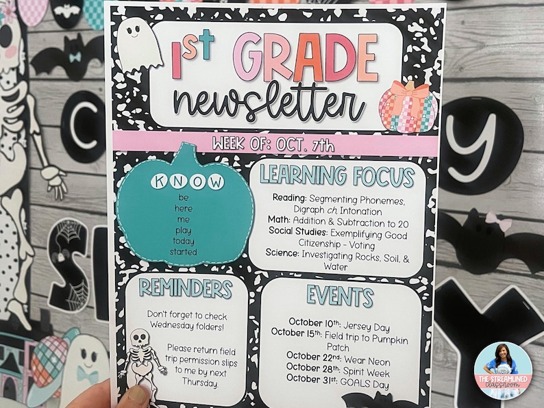 October Newsletter Template - Monthly or Weekly Editable Classroom ...
