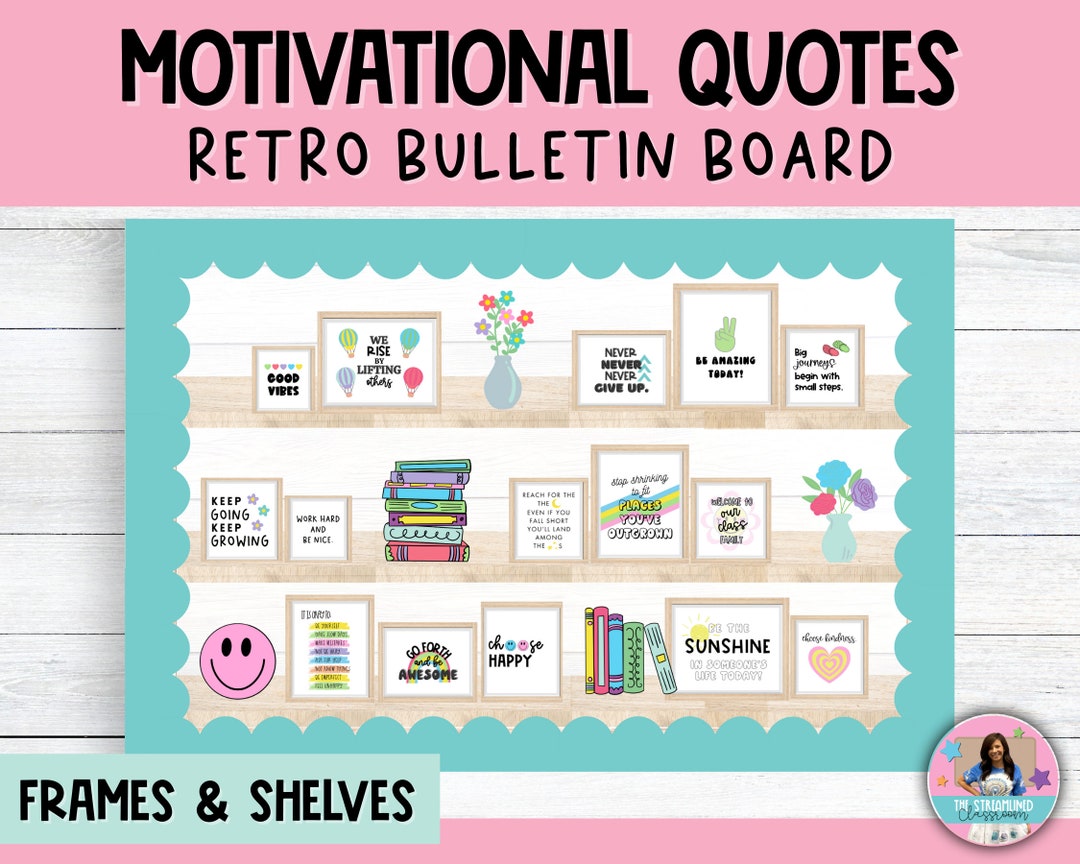 Motivational Quotes Bulletin Board or Classroom Door Retro Theme ...