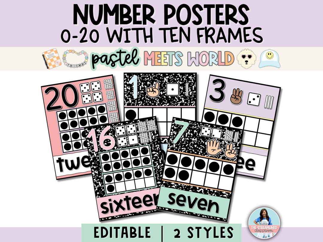 Composition Notebook Themed Number Posters for Classroom - Number ...
