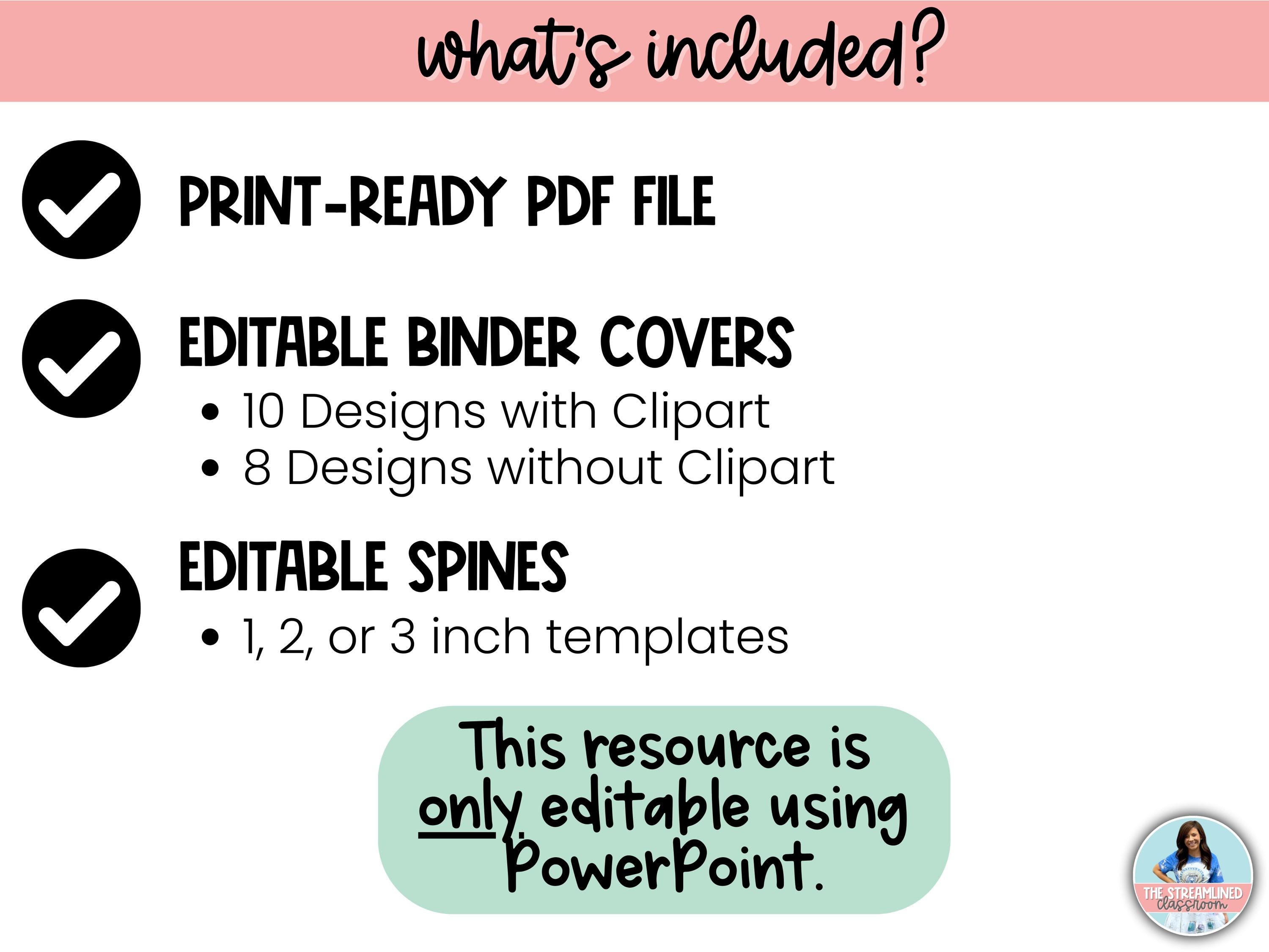 Binder Covers and Spines - Editable Binder Covers for Teachers or ...