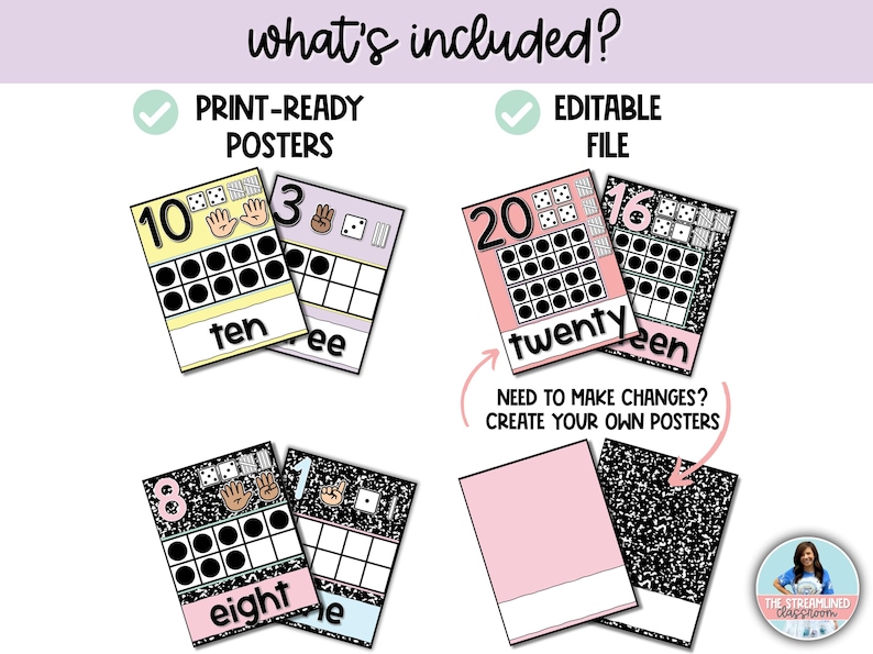 Composition Notebook Themed Number Posters for Classroom - Number ...