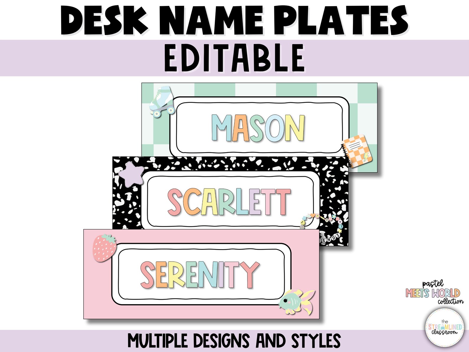 Student Desk Tags or Classroom Name Plates - Editable Templates ...