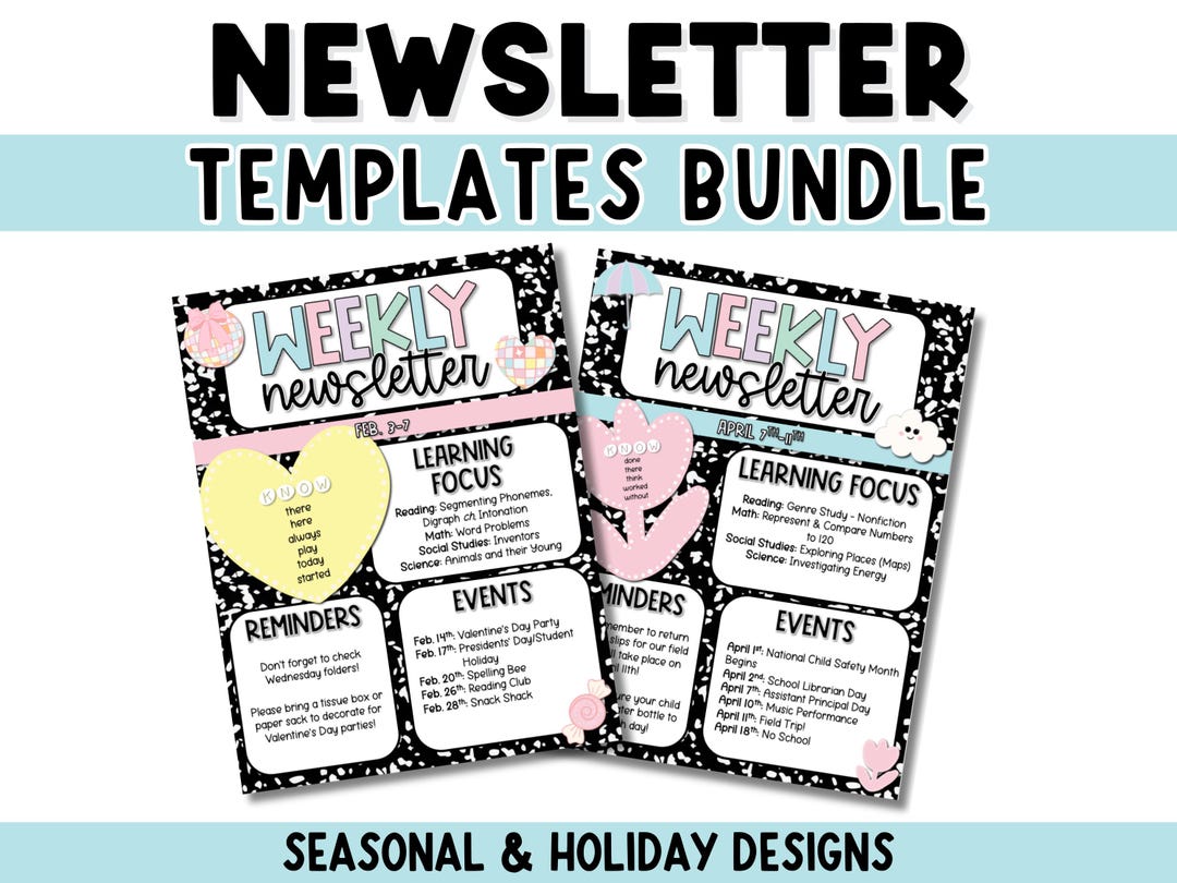 Newsletter Templates Bundle - Weekly or Monthly Editable Classroom ...
