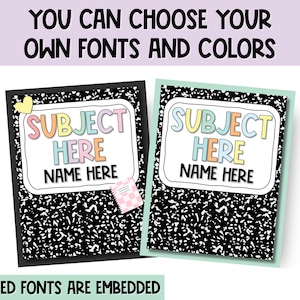 Folder Covers for Homework, Subject, or Take Home Folders - Student and ...