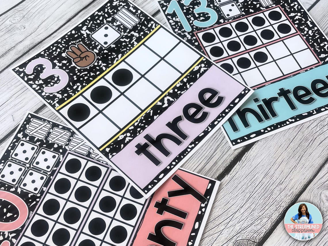 Composition Notebook Themed Number Posters for Classroom - Number ...