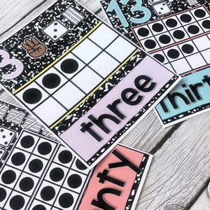 Composition Notebook Themed Number Posters for Classroom - Number ...