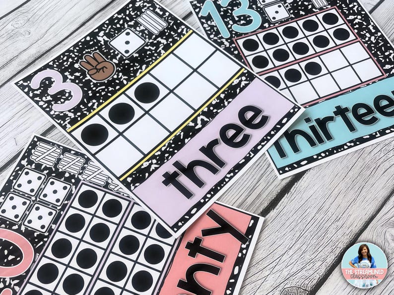 Composition Notebook Themed Number Posters for Classroom - Number ...