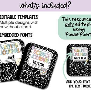 Half Sheet Label Subject Covers for Journals or Folders - Editable ...