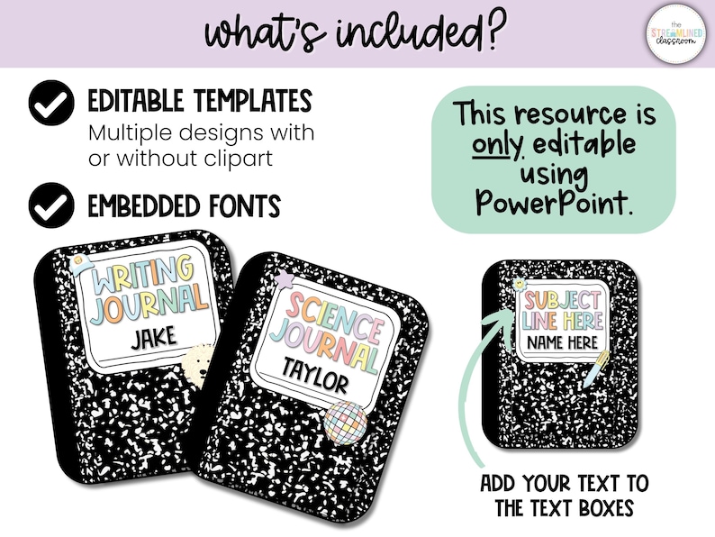 Half Sheet Label Subject Covers for Journals or Folders - Editable ...