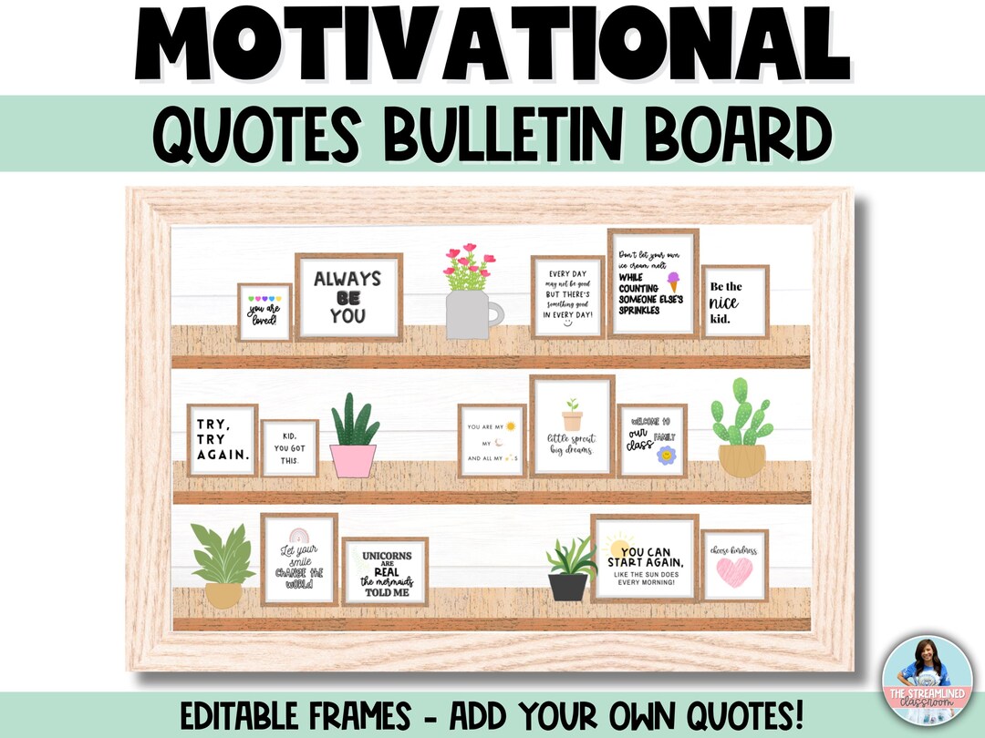 Motivational Quotes Bulletin Board Kit or Classroom Door Decor Editable ...