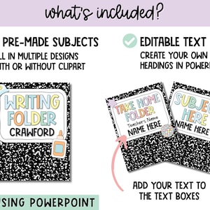 Folder Covers for Homework, Subject, or Take Home Folders - Student and ...