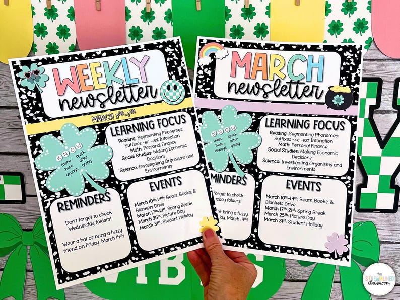 March Newsletter Templates - Weekly or Monthly Editable Classroom ...