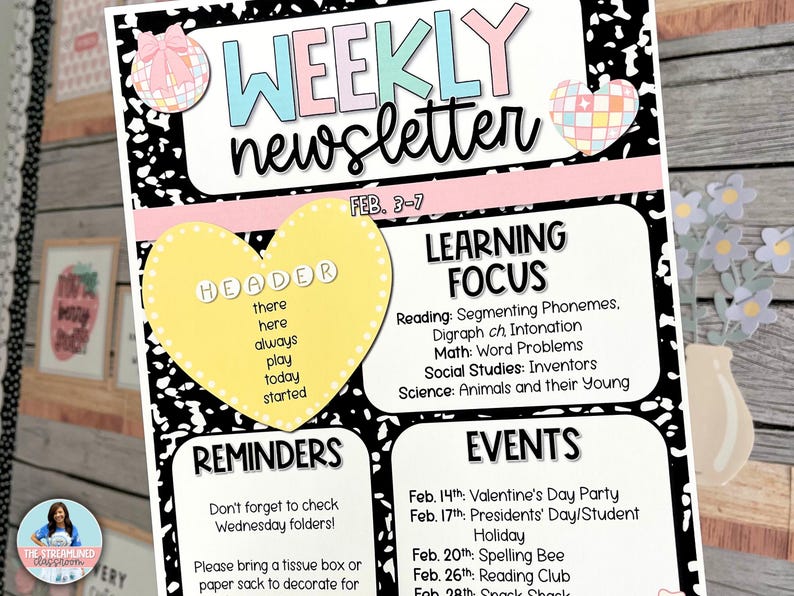 February Newsletter Templates - Weekly or Monthly Editable Classroom ...